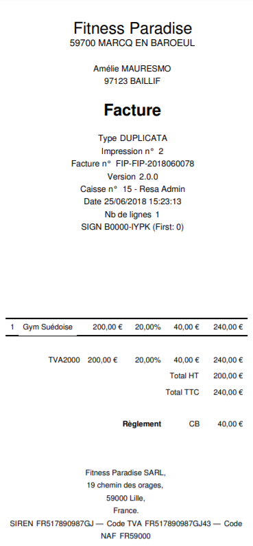 Le modèle de facture et facturette🔍 – FitnessPark
